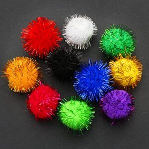 Youngever 30 Pack 1 Inch Cat Sparkle Balls, Cat Glitter Balls, Pom Pom Balls, Interactive Ball Toys for Cat, Kitten, Puppy