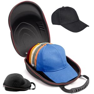 hard hat case for baseball caps,hat carrier travel case with one black baseball cap and adjustable shoulder strap,hat organizer holder bag for 6 baseball caps (black)