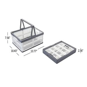 Wekioger 16 Quart Plastic Collapsible Crate with Handle, Folding Shopping Storage Basket, 2 Packs