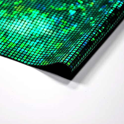 Yutone Stretch Knit Fabric 57inch Wide Decoration, Apparel, Costume Sewing Quilting Apparel Crafts Décor by Yard (Iridescent Hologram Green 1Yard)