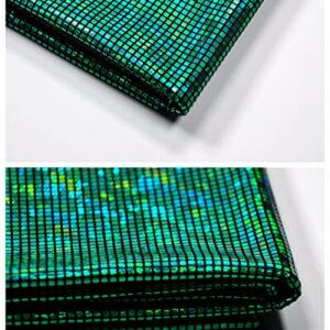 Yutone Stretch Knit Fabric 57inch Wide Decoration, Apparel, Costume Sewing Quilting Apparel Crafts Décor by Yard (Iridescent Hologram Green 1Yard)