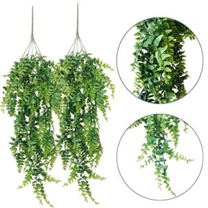 Allazone 4 Pack Reptile Plants Hanging Fake Vines, Artificial Leaves Climbing Terrarium Plant with Suction Cup for Bearded Dragons Lizards Geckos Snake Pets Hermit Crab and Tank Habitat Decorations