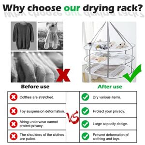 WEISGJA 3 Tier Folding Mesh Clothes Drying Rack, Stackable Sweater Drying Rack with Internal Fixation, Portable Hanging Laundry Rack for T-Shirt,Swimsuit,Sweater,Delicates (2 Pack)