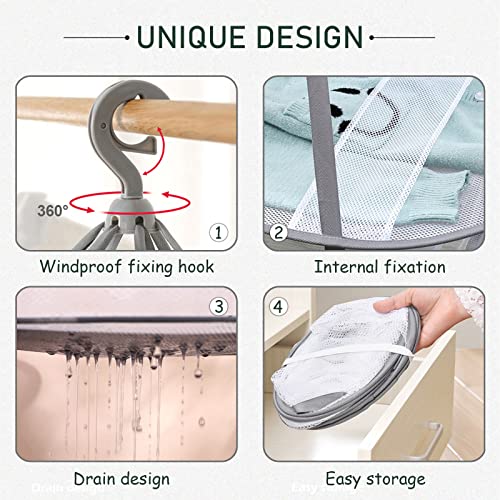 WEISGJA 3 Tier Folding Mesh Clothes Drying Rack, Stackable Sweater Drying Rack with Internal Fixation, Portable Hanging Laundry Rack for T-Shirt,Swimsuit,Sweater,Delicates (2 Pack)