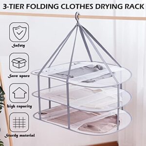 WEISGJA 3 Tier Folding Mesh Clothes Drying Rack, Stackable Sweater Drying Rack with Internal Fixation, Portable Hanging Laundry Rack for T-Shirt,Swimsuit,Sweater,Delicates (2 Pack)