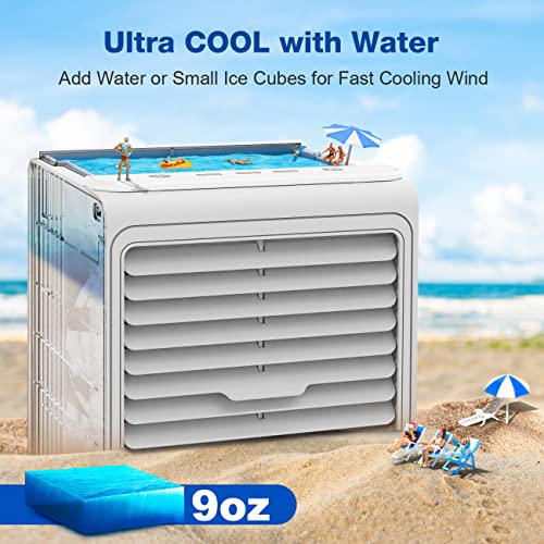 Mini Air Conditioner - Portable Air Conditioners, 3 Speeds USB Powered Mini Air Cooler for Personal Space, 2000mAh Rechargeable Battery for 4H Cooling, Evaporative Air Cooler for Room/Office/Camping