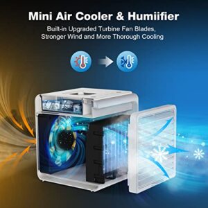 Mini Air Conditioner - Portable Air Conditioners, 3 Speeds USB Powered Mini Air Cooler for Personal Space, 2000mAh Rechargeable Battery for 4H Cooling, Evaporative Air Cooler for Room/Office/Camping