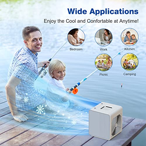 Mini Air Conditioner - Portable Air Conditioners, 3 Speeds USB Powered Mini Air Cooler for Personal Space, 2000mAh Rechargeable Battery for 4H Cooling, Evaporative Air Cooler for Room/Office/Camping