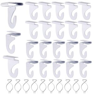 oalen 20 drop ceiling hooks for classrooms & offices, white heavy duty ceiling hooks for hanging plants & decorations, metal t-bar hooks for suspended drop ceiling tiles…