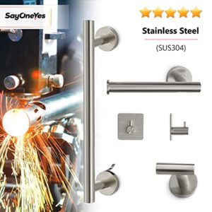 Sayoneyes 5 Pieces Brushed Nickel Bathroom Hardware Set - Includes 16 Inch Towel Bar, Toilet Paper Holder, 3 Towel Hooks – SUS304 Stainless Steel Bathroom Accessory Set Wall Mounted