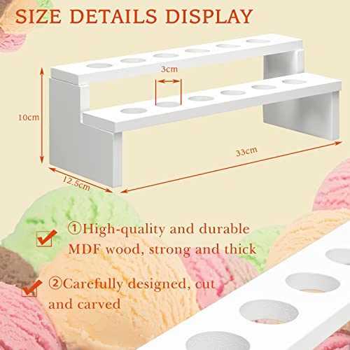 Wooden Ice Cream Cone Holder Stand with 12 Holes Multi Level Wooden Ice Cream Stand Food Cone Display Stand Hand Roll Sushi Popcorn Stand for Restaurants Catered Events Wedding Decoration