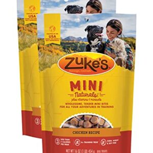 Zuke's Mini Naturals Dog Training Treats, Salmon Recipe, Soft Mini Dog Treats with Vitamins & Minerals, Made for All Breed Sizes (Chicken, 16 Ounce (Pack of 2))