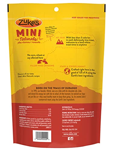 Zuke's Mini Naturals Dog Training Treats, Salmon Recipe, Soft Mini Dog Treats with Vitamins & Minerals, Made for All Breed Sizes (Chicken, 16 Ounce (Pack of 2))