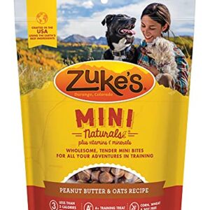 Zuke's Mini Naturals Dog Training Treats, Peanut Butter & Oats Recipe, Soft Dog Treats with Vitamins & Minerals, for All Breed Sizes, 6 OZ Bag (Pack of 3)