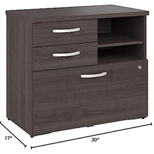 Bush Business Furniture Hybrid Office Storage Cabinet with Drawers and Shelves, Storm Gray