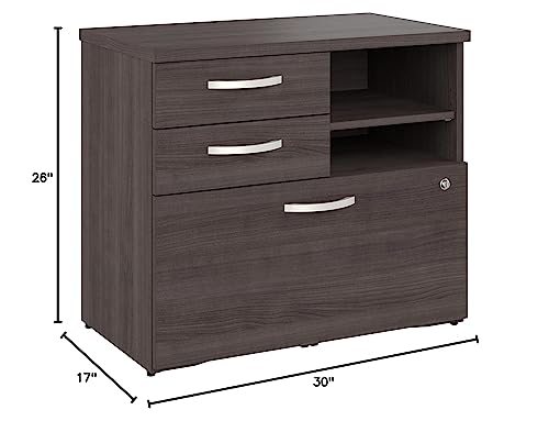 Bush Business Furniture Hybrid Office Storage Cabinet with Drawers and Shelves, Storm Gray