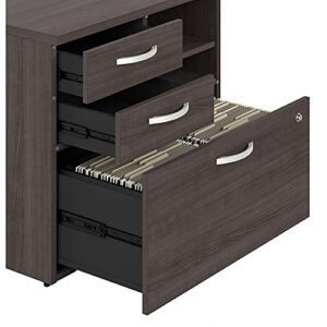 Bush Business Furniture Hybrid Office Storage Cabinet with Drawers and Shelves, Storm Gray