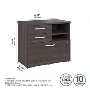 Bush Business Furniture Hybrid Office Storage Cabinet with Drawers and Shelves, Storm Gray