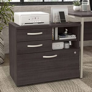 Bush Business Furniture Hybrid Office Storage Cabinet with Drawers and Shelves, Storm Gray