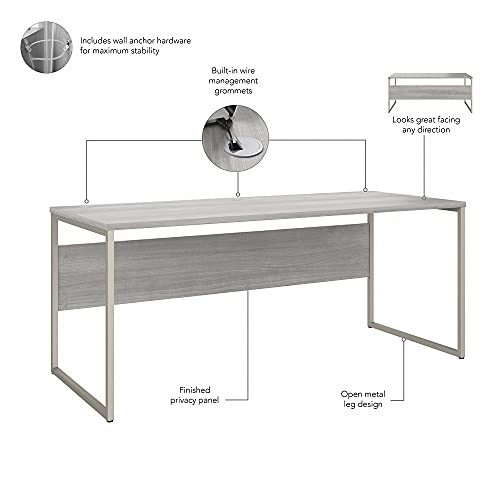 Bush Business Furniture Table with Open Metal Leg Design and Privacy Panel | Hybrid Large Computer Desk for Home Office, 72W x 30D, Platinum Gray