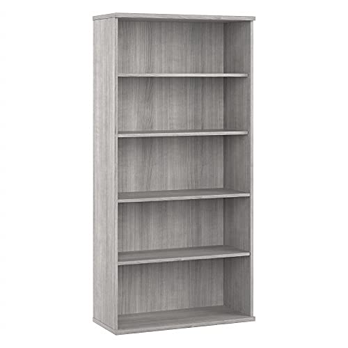 Bush Business Furniture Hybrid Tall 5 Shelf Bookcase in Platinum Gray