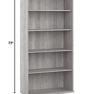 Bush Business Furniture Hybrid Tall 5 Shelf Bookcase in Platinum Gray