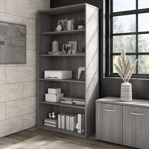 Bush Business Furniture Hybrid Tall 5 Shelf Bookcase in Platinum Gray