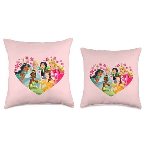 Disney Princess Group Heart Pink Throw Pillow, 16x16, Multicolor