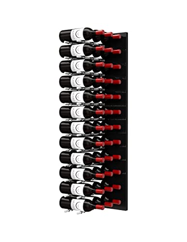 Fusion Wine Wall Label-Out (4 Foot, Triple Deep) (Black Acrylic) (Satin Aluminum Peg)