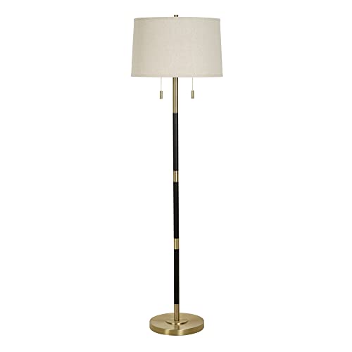 Catalina Lighting 23209-001 Transitional 2-Light Dual Pull Chain Floor Lamp, LED Bulbs Included, 56.5", Black & Antique Brass