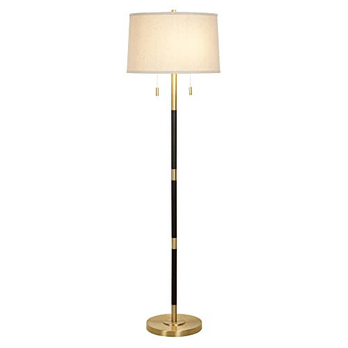 Catalina Lighting 23209-001 Transitional 2-Light Dual Pull Chain Floor Lamp, LED Bulbs Included, 56.5", Black & Antique Brass