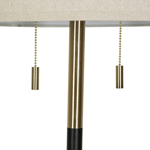 Catalina Lighting 23209-001 Transitional 2-Light Dual Pull Chain Floor Lamp, LED Bulbs Included, 56.5", Black & Antique Brass