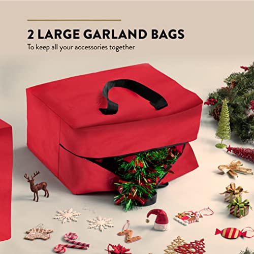 Zober 3-Pack Christmas Artificial Tree Storage Bag and Two Garland Bags; Holiday Tree Storage for Trees Up to 9 ft, Includes Card Slot, Dual Zipper, and Carry Handles; Tearproof 600D Oxford Material