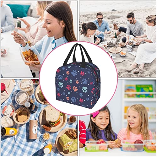 Lunch Bag Cute Dog Paw Print Insulated Lunch Box Reusable Lunch Bags Meal Portable Container Tote For Men Women Work Travel Picnic