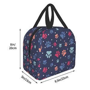 Lunch Bag Cute Dog Paw Print Insulated Lunch Box Reusable Lunch Bags Meal Portable Container Tote For Men Women Work Travel Picnic