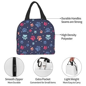 Lunch Bag Cute Dog Paw Print Insulated Lunch Box Reusable Lunch Bags Meal Portable Container Tote For Men Women Work Travel Picnic