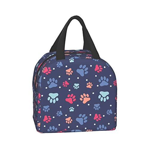 Lunch Bag Cute Dog Paw Print Insulated Lunch Box Reusable Lunch Bags Meal Portable Container Tote For Men Women Work Travel Picnic