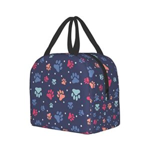 Lunch Bag Cute Dog Paw Print Insulated Lunch Box Reusable Lunch Bags Meal Portable Container Tote For Men Women Work Travel Picnic