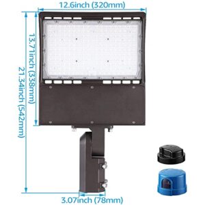 LEONLITE 150W LED Parking Lot Lights, Dimmable Commercial LED Area Lights Bundle L Shape Wall Mount Bracket for Slip Fit Light, 2-3/8 inch, 60mm, Shoebox Light Wall Bracket