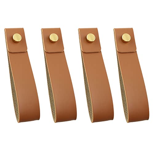 ZZLZX 4PCS Artificial Leather Strap Hangers Wall Mounted Leather Hooks, Leather Wall Hooks Wall Hanging Strap Towel Leather Hooks for Towel Bathroom Kitchen Bedroom