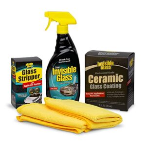 invisible glass 99017 pro glass care 5-piece kit includes glass stripper to polish and restore automotive glass, premium glass cleaner, ceramic glass cleaner and two microfibers