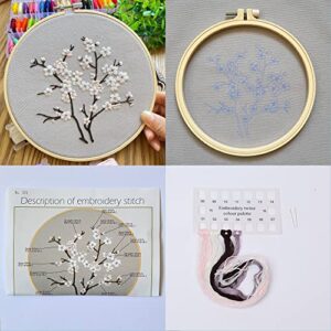 Silentsea 3 Sets of Starter Kits for Embroidery Beginners, Including 3* Embroidery Cloth with Patterns, Hoop, Needle, Manual and Other Manual DIY Tools Needed for Embroidery