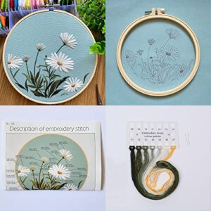 Silentsea 3 Sets of Starter Kits for Embroidery Beginners, Including 3* Embroidery Cloth with Patterns, Hoop, Needle, Manual and Other Manual DIY Tools Needed for Embroidery