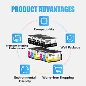 Miss Deer Compatible High Yield Ink Cartridges Replacement for HP 950XL 951XL Combo Pack, Works with HP Officejet Pro 8600 8610 8620 8630 8640 8100 8615 251dw 271dw 276dw (4BK, 2C, 2M, 2Y)