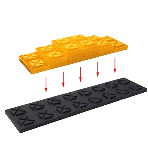 Homeon Wheels RV Leveling Block Flex Pads,Rubber RV Mat Apply to Uneven sufaces for Leveling Blocks & stabilizer,Black(8.5” x 8.5”)