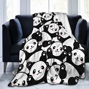 cute pandas flannel throw blanket warm plush cozy soft fleece blankets for sofa couch bed office camping all seasons