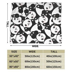 Cute Pandas Flannel Throw Blanket Warm Plush Cozy Soft Fleece Blankets for Sofa Couch Bed Office Camping All Seasons