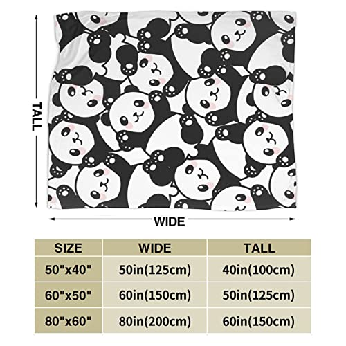 Cute Pandas Flannel Throw Blanket Warm Plush Cozy Soft Fleece Blankets for Sofa Couch Bed Office Camping All Seasons