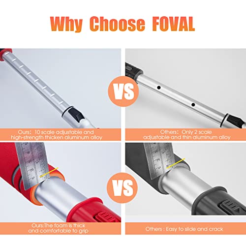 FOVAL 47.2" Extendable Snow Brush and Wider Ice Scraper (4.73" Width) with 360° Pivoting Brush Head, Snow Removal Tool Car Brush with Comfortable Foam Grip for Car Windshield, Trucks, SUVs