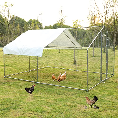 JOVNO Large Metal Chicken Coop Cage Walk-in Enclosure Poultry Hen Run House Playpen Exercise Pen Outdoor Yard Poultry Pet Hutch with Weather Proof Cover